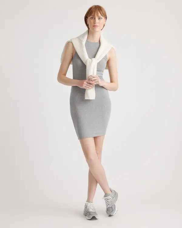 Quince Tencel Rib Knit Sleeveless Mini Dress