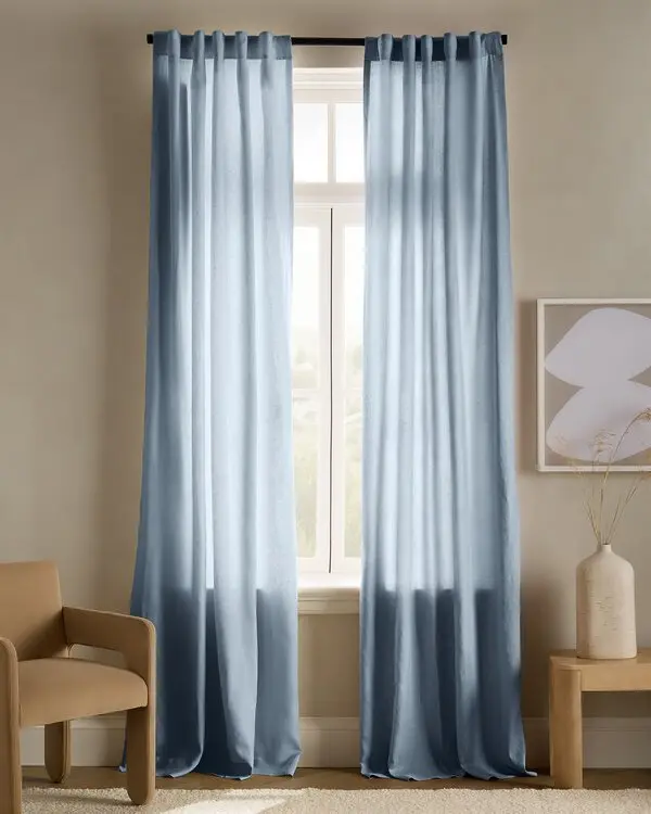 Quince European Linen Curtain Single Panel - Chambray