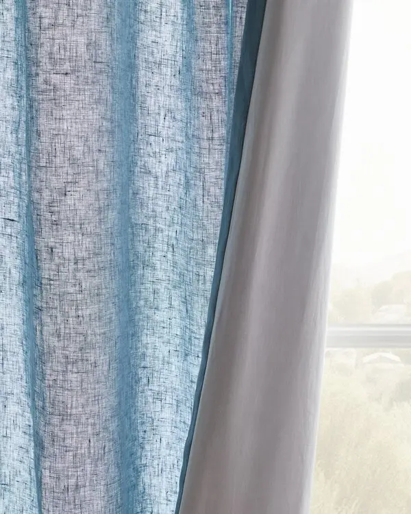 Quince European Linen Curtain Single Panel - Chambray
