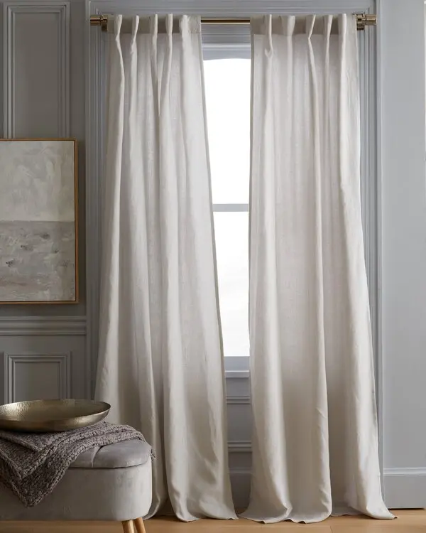 Quince European Linen Curtain Single Panel - Cloud