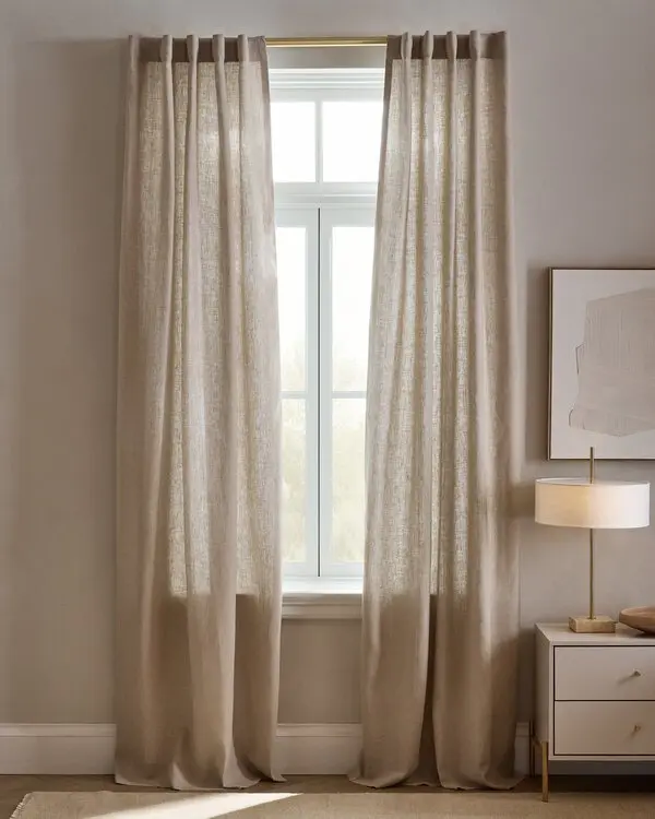 Quince European Linen Curtain Single Panel - Dark Flax