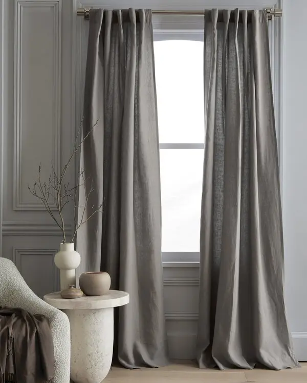Quince European Linen Curtain Single Panel - Grey