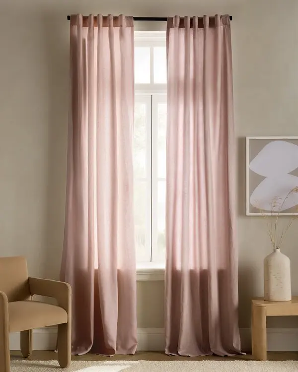 Quince European Linen Curtain Single Panel - Rose Quartz