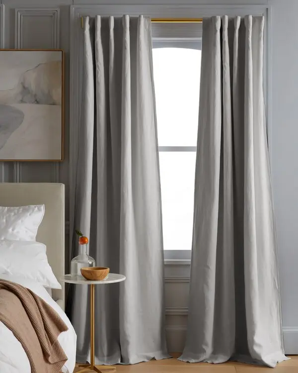Quince European Linen Room Darkening Curtain Single Panel - Cloud