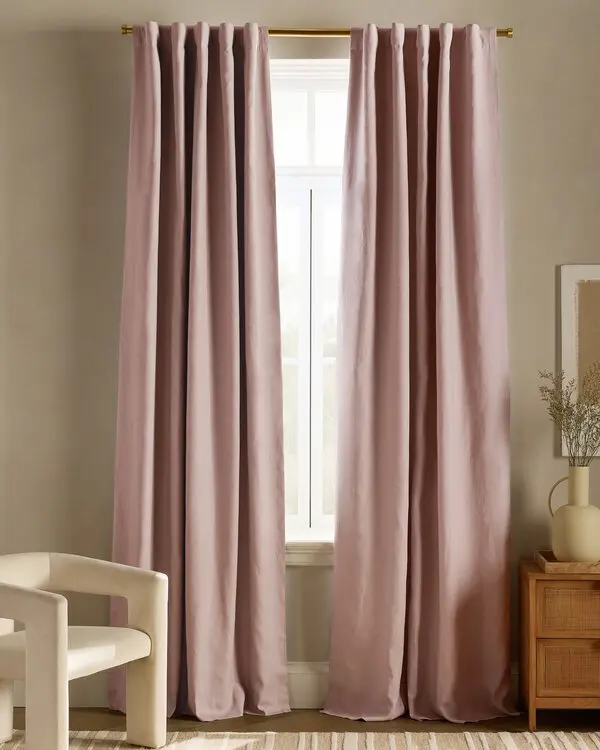 Quince European Linen Room Darkening Curtain Single Panel - Rose Quartz