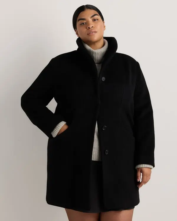 Quince Wool Cashmere Cocoon Coat - Black