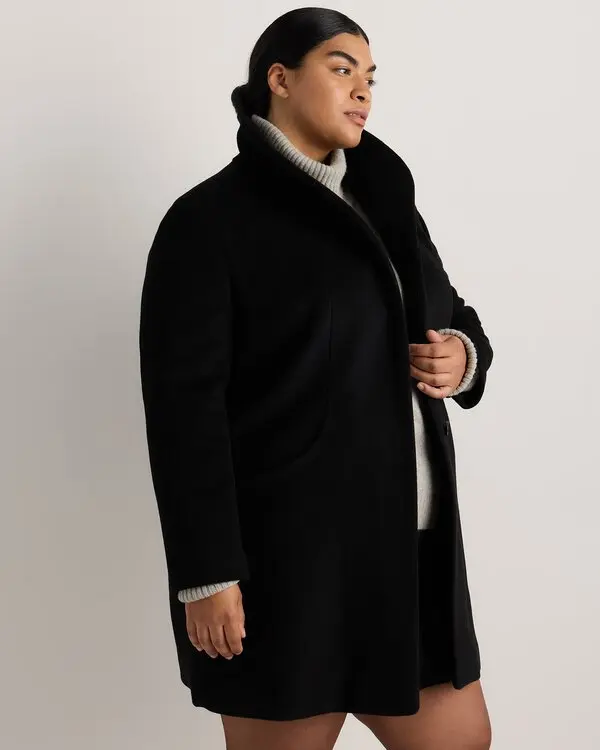 Quince Wool Cashmere Cocoon Coat - Black