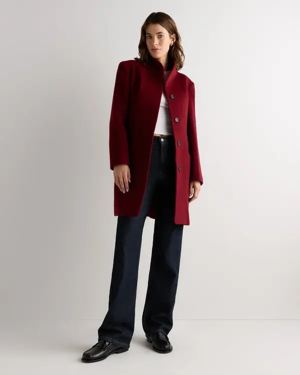 Quince Wool Cashmere Cocoon Coat - Rouge Red