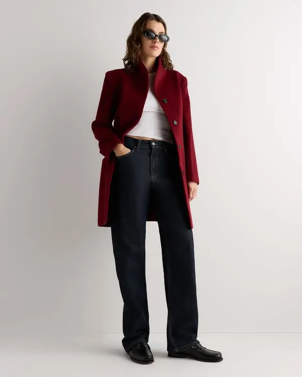 Quince Wool Cashmere Cocoon Coat - Rouge Red