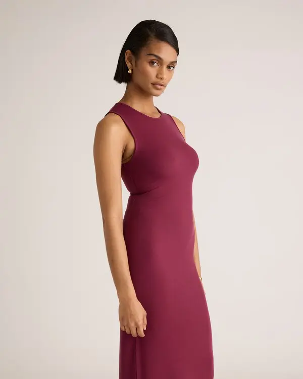 Quince Tencel Rib Knit Tank Midi Dress - Wine
