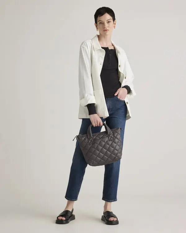 Quince Transit Quilted Small Crossbody Tote - Charcoal