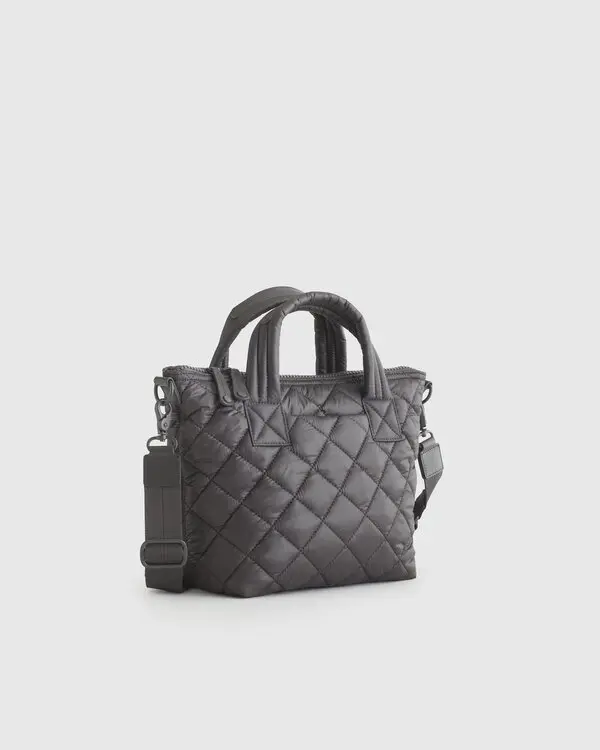 Quince Transit Quilted Small Crossbody Tote - Charcoal