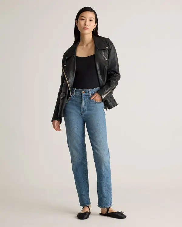 Quince Stretch Cotton Jersey Square Neck Bodysuit - Black