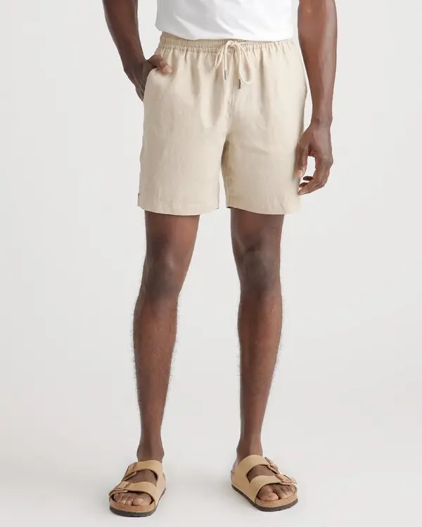Quince Linen Drawstring Beach Shorts 7 - Driftwood