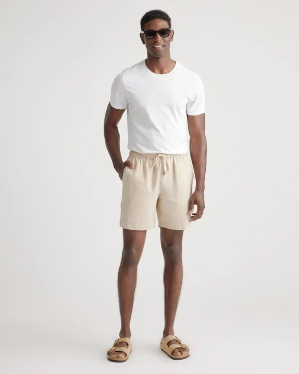 Quince Linen Drawstring Beach Shorts 7 - Driftwood
