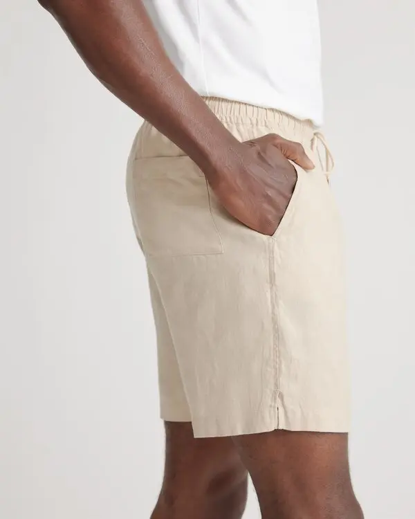 Quince Linen Drawstring Beach Shorts 7 - Driftwood