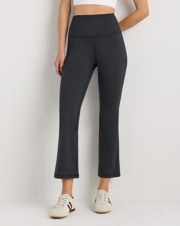 Quince Ultra-soft Cropped Bootcut Pants - Heather Black