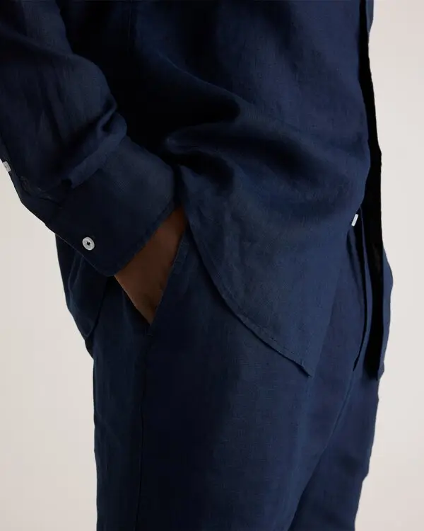 Quince Straight Leg Linen Pants - Deep Navy