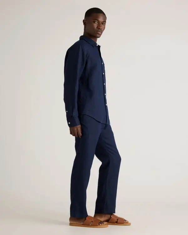 Quince Straight Leg Linen Pants - Deep Navy