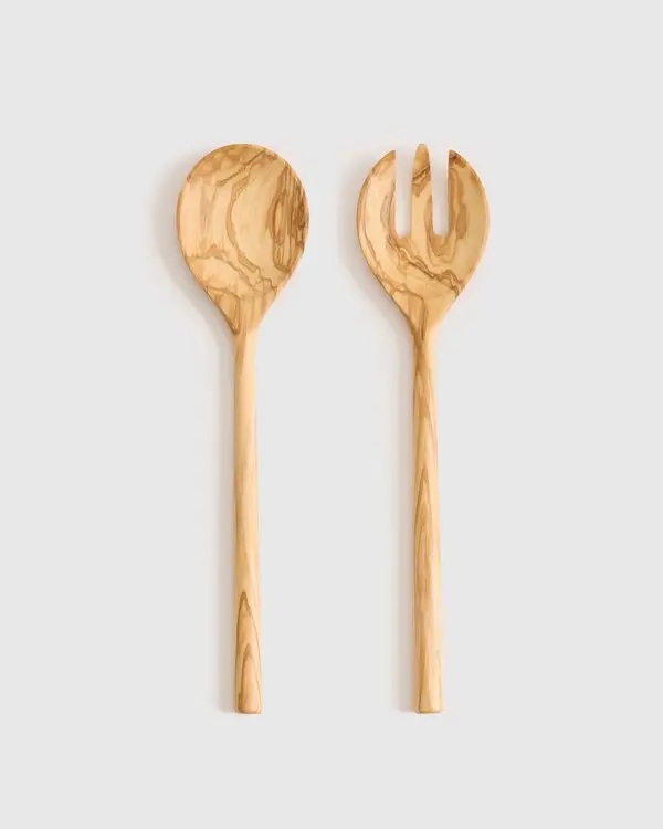 Quince Salad Servers - Olivewood