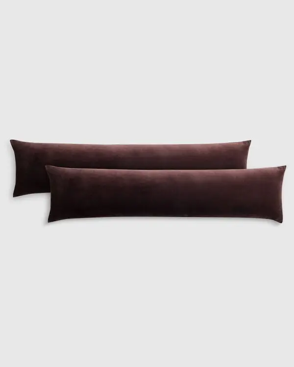 Quince Cotton Velvet Oversized Lumbar Pillow Cover - Espresso