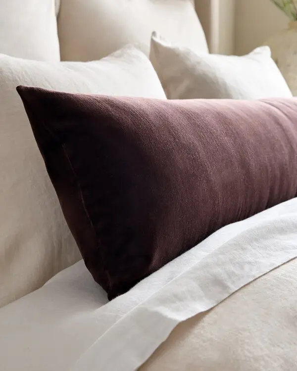 Quince Cotton Velvet Oversized Lumbar Pillow Cover - Espresso