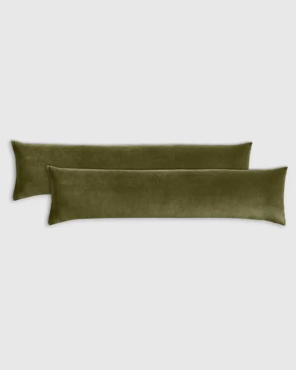 Quince Cotton Velvet Oversized Lumbar Pillow Cover - Moss