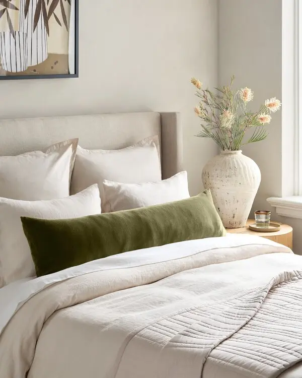 Quince Cotton Velvet Oversized Lumbar Pillow Cover - Moss