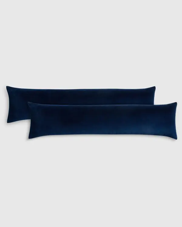 Quince Cotton Velvet Oversized Lumbar Pillow Cover - Navy