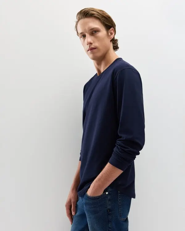 Quince Flex Curve Long Sleeve T-shirt - Deep Navy