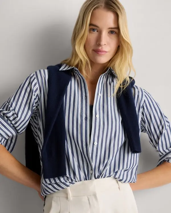Quince Poplin Long-sleeve Shirt - Hudson Stripe
