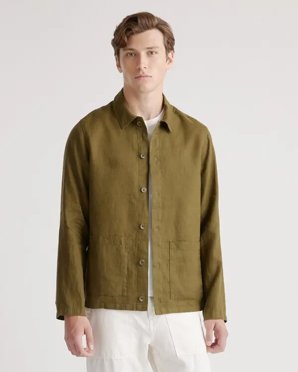 Quince 100% European Linen Chore Jacket - Martini Olive
