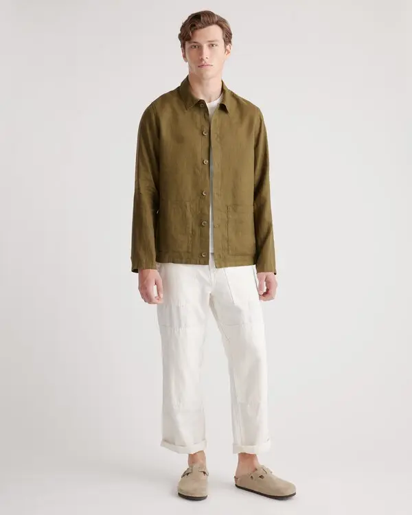 Quince 100% European Linen Chore Jacket - Martini Olive