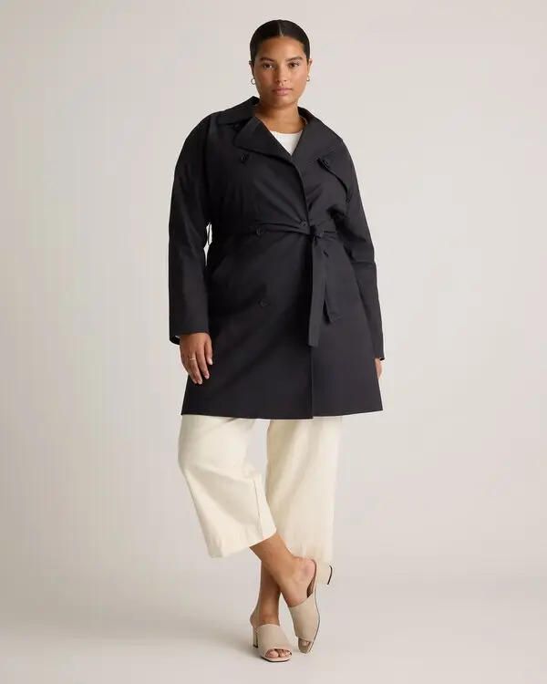 Quince Comfort Stretch Trench Coat - Midnight Black
