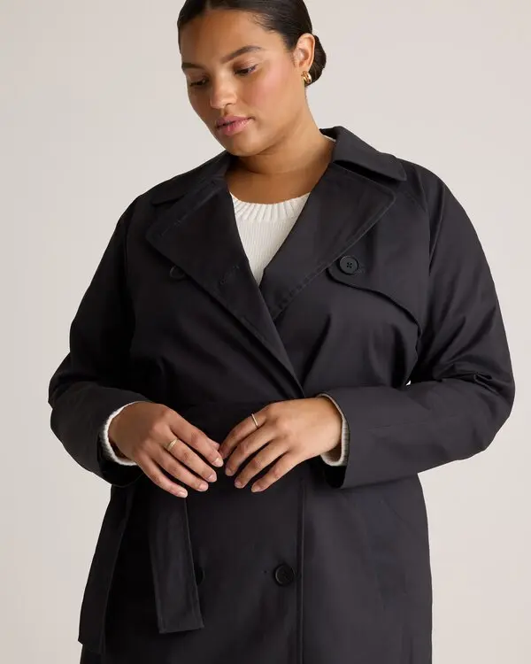 Quince Comfort Stretch Trench Coat - Midnight Black