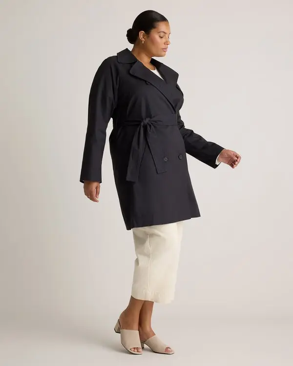 Quince Comfort Stretch Trench Coat - Midnight Black