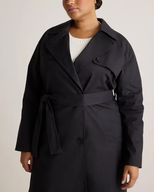 Quince Comfort Stretch Trench Coat - Midnight Black