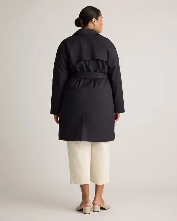 Quince Comfort Stretch Trench Coat - Midnight Black