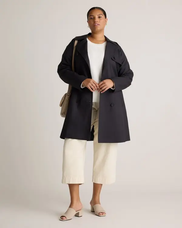 Quince Comfort Stretch Trench Coat - Midnight Black