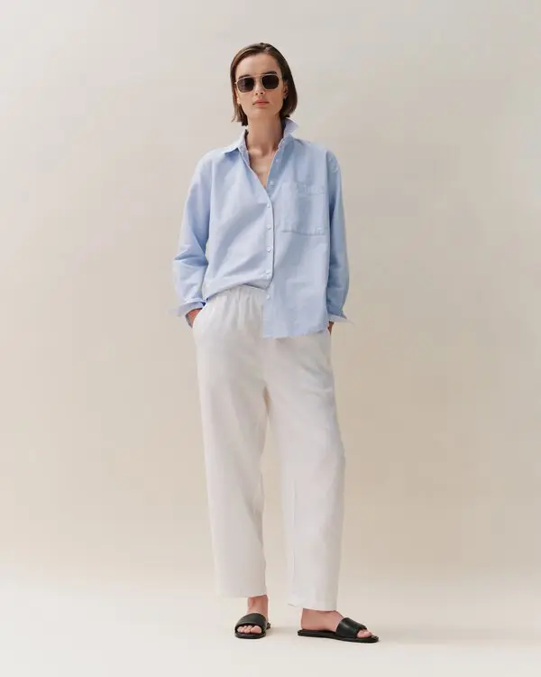 Quince 100% European Linen Relaxed Fit Pants - White