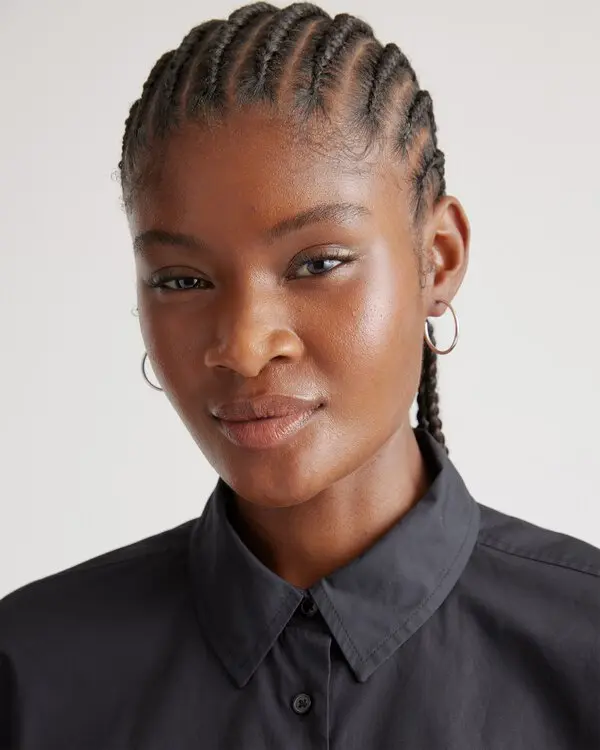 Quince Organic Cotton Poplin Boyfriend Shirt - Black