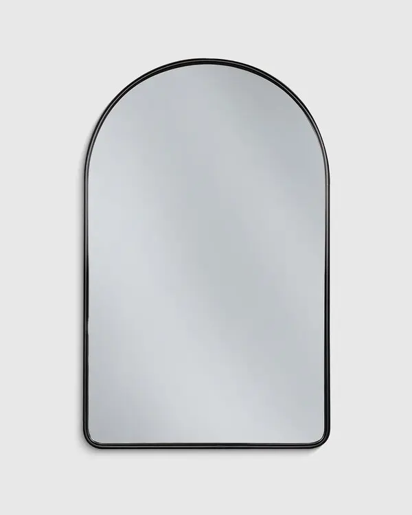 Quince Arched Metal Framed Wall Mirror - Black Metal Frame