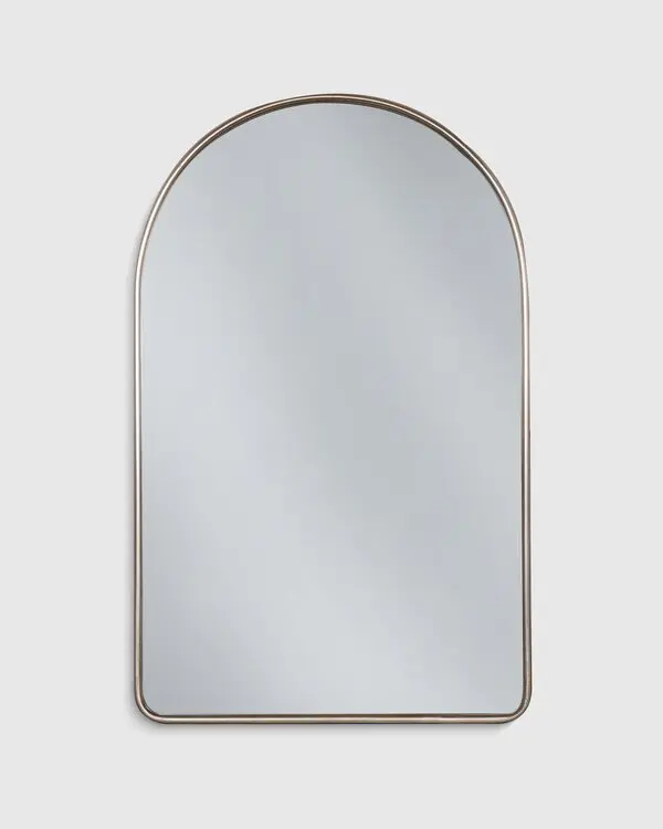 Quince Arched Metal Framed Wall Mirror - Silver Metal Frame