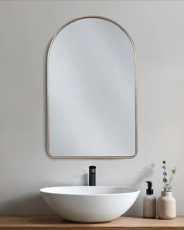 Quince Arched Metal Framed Wall Mirror - Silver Metal Frame