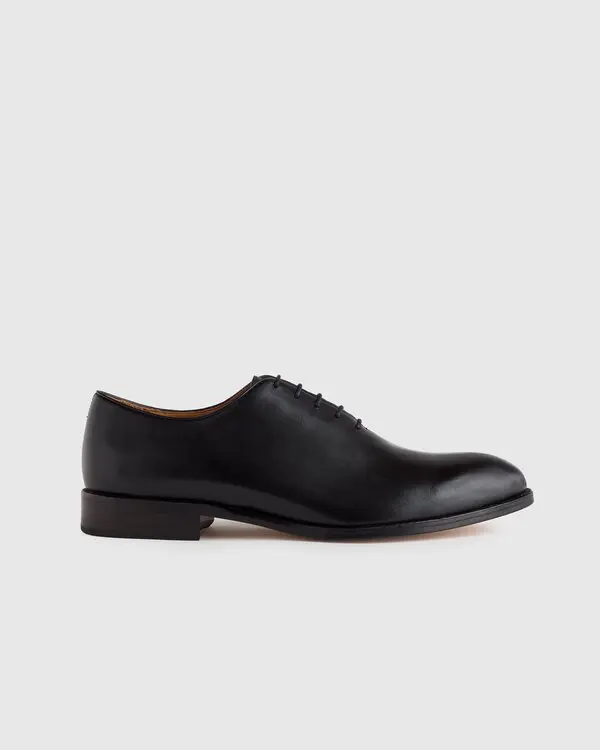 Quince Calfskin Leather Plain Toe Oxford - Black