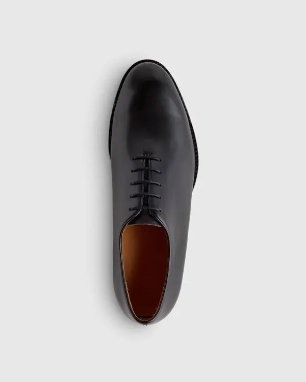 Quince Calfskin Leather Plain Toe Oxford - Black