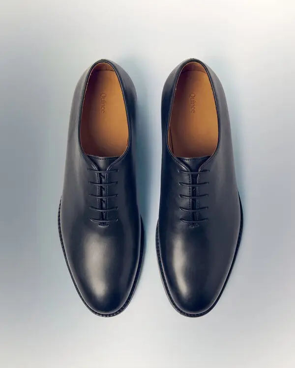 Quince Calfskin Leather Plain Toe Oxford - Black
