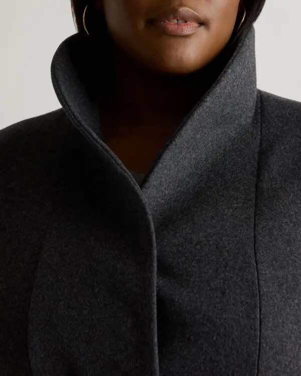 Quince Italian Wool Cocoon Coat - Heather Charcoal