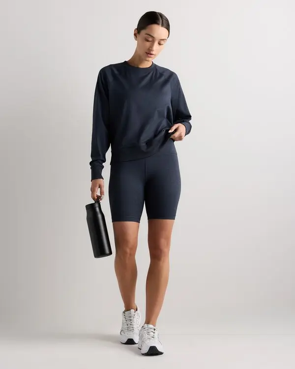 Quince Flowknit Pullover Crew - Heather Deep Navy