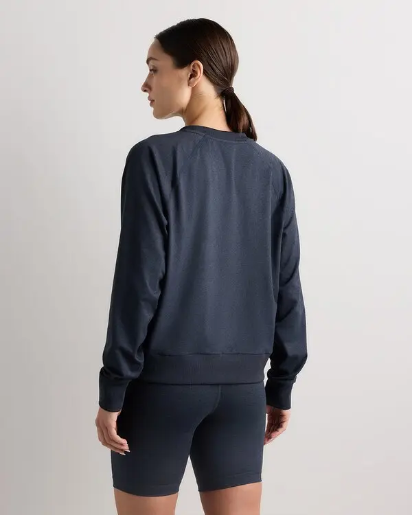 Quince Flowknit Pullover Crew - Heather Deep Navy